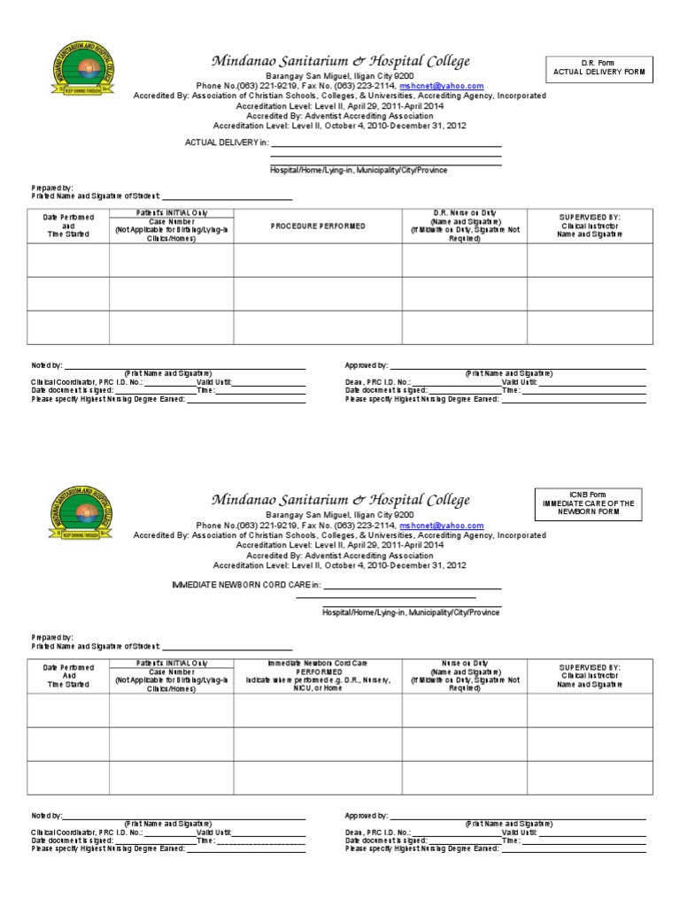 MSHC Ordr PRC Format | PDF | Nursing | Hospital