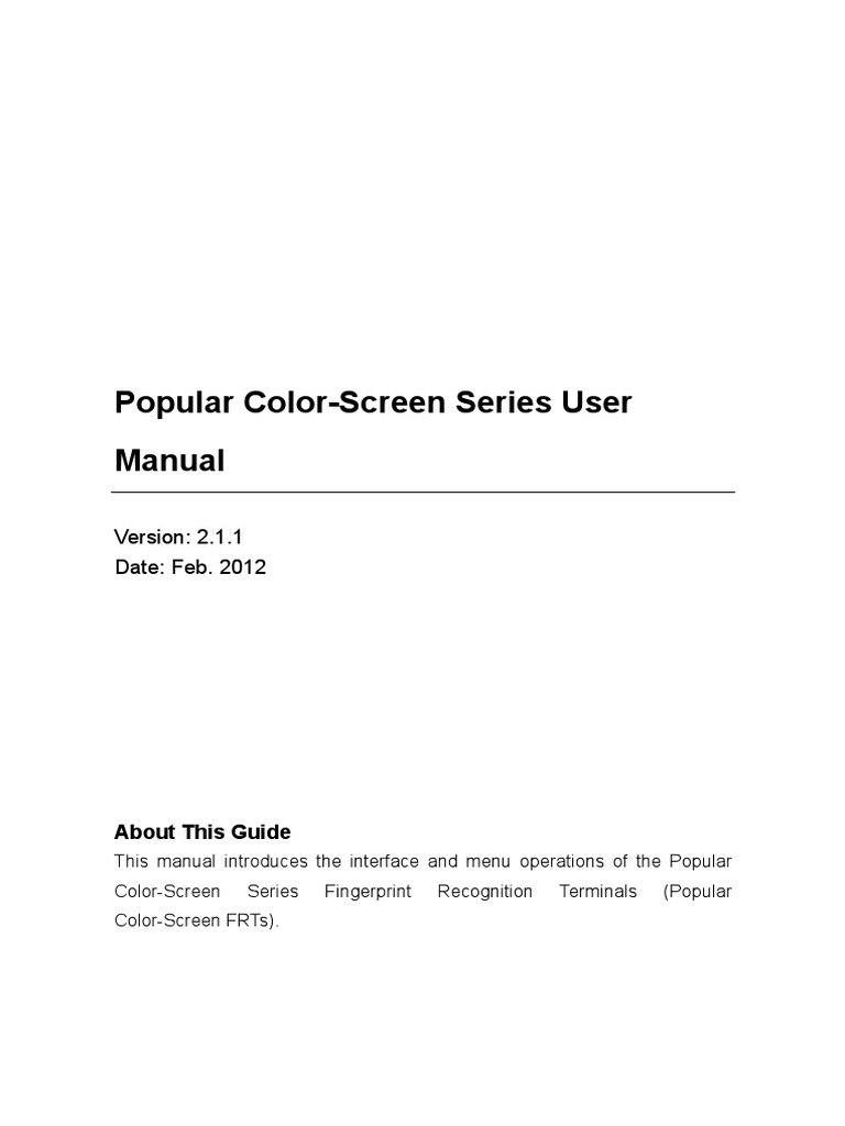 Popular Color-Screen Series User Manual: Date: Feb. 2012 | PDF | Secure ...