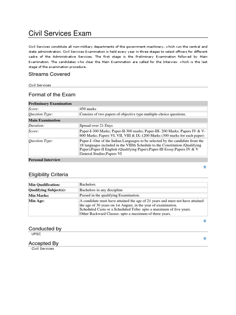 Civil Services Exam | PDF | Business
