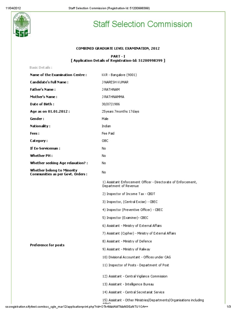 Staff Selection Commission: Basic Details | PDF | Payments | Government