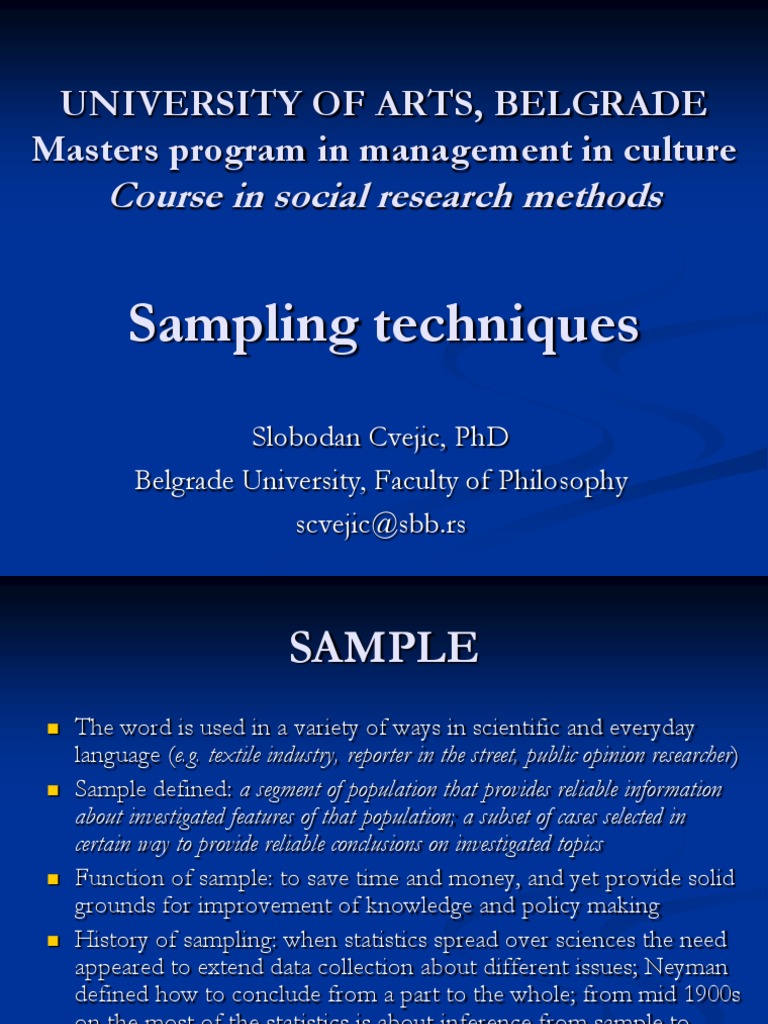 Research Methods - Sampling Techniques | PDF | Sampling (Statistics ...