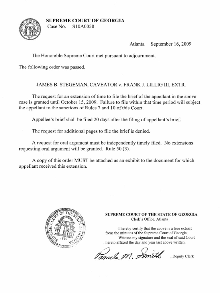 GA Supreme Court Granted Extension To File Brief | PDF | Brief (Law ... GA Supreme Court Granted Extension To File Brief | PDF | Brief (Law ...