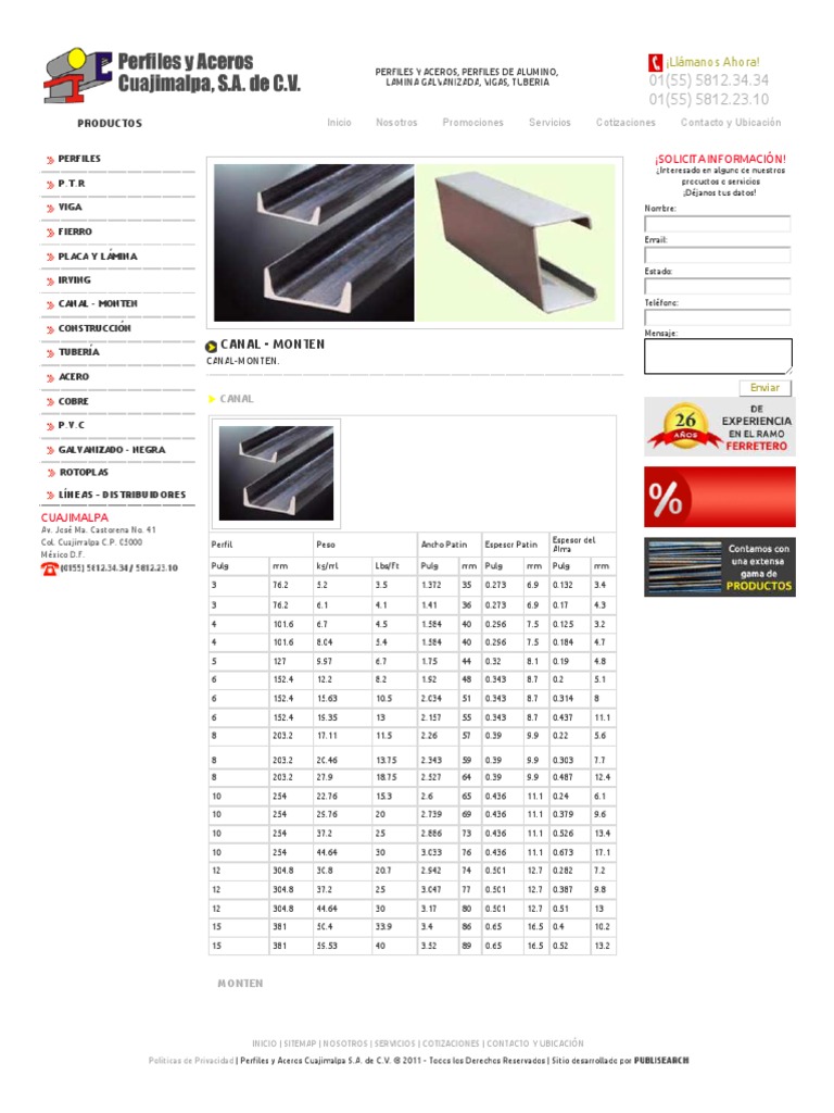 CANAL - MONTEN - Perfiles y Aceros Cuajimalpa | PDF