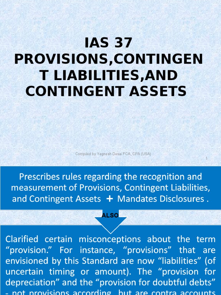 Ias 37 Provisions, Contingen T Liabilities, and Contingent Assets | PDF ...