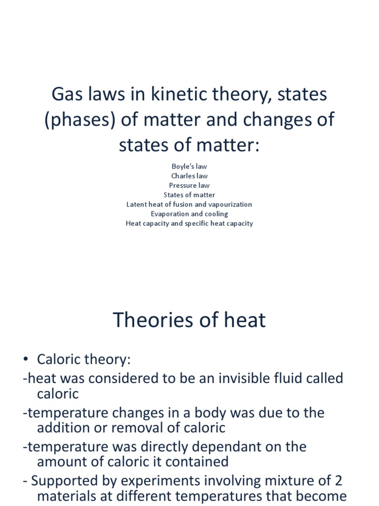 Gas Laws in Kinetic Theory States | PDF | Evaporation | Gases