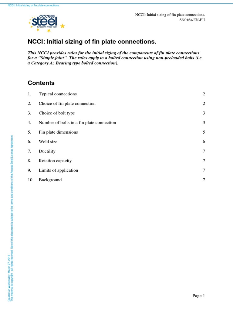 Initial Sizing of Fin Plate Connections | PDF | Structural Steel | Screw
