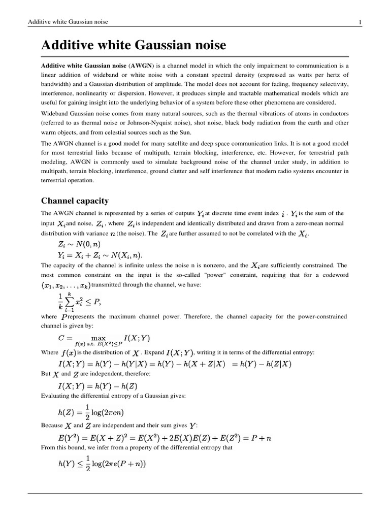 Additive White Gaussian Noise | PDF | Applied Mathematics ...