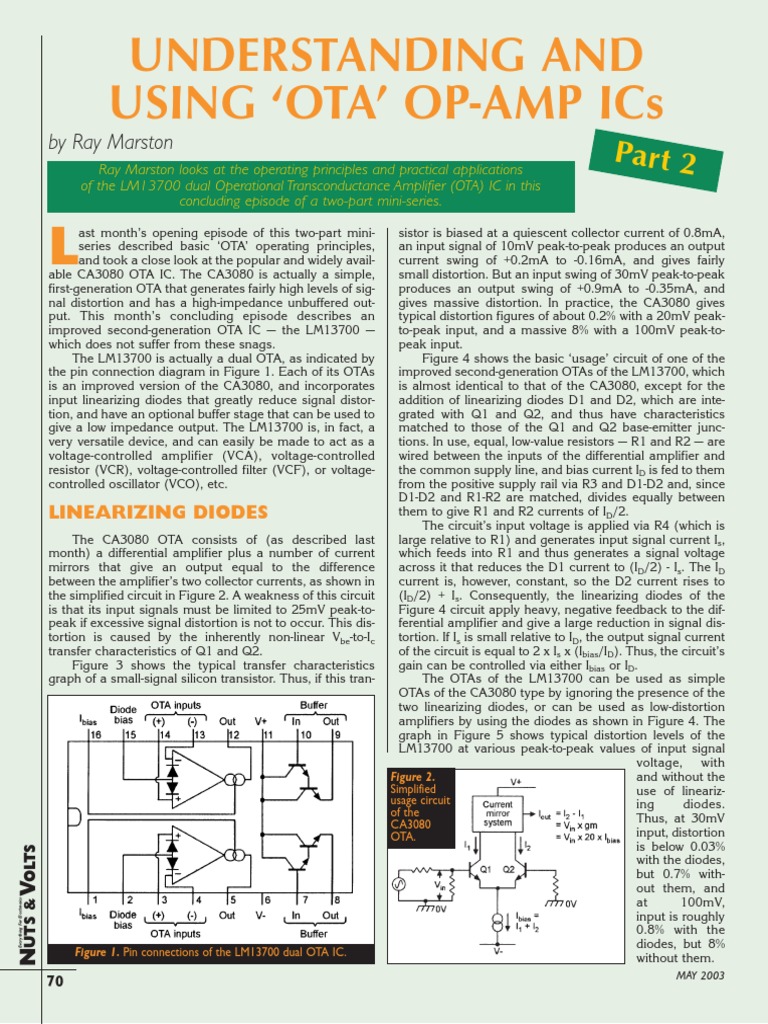 May 2003 Ray Marston - Understanding and Using OTA OP-Amps | PDF ...