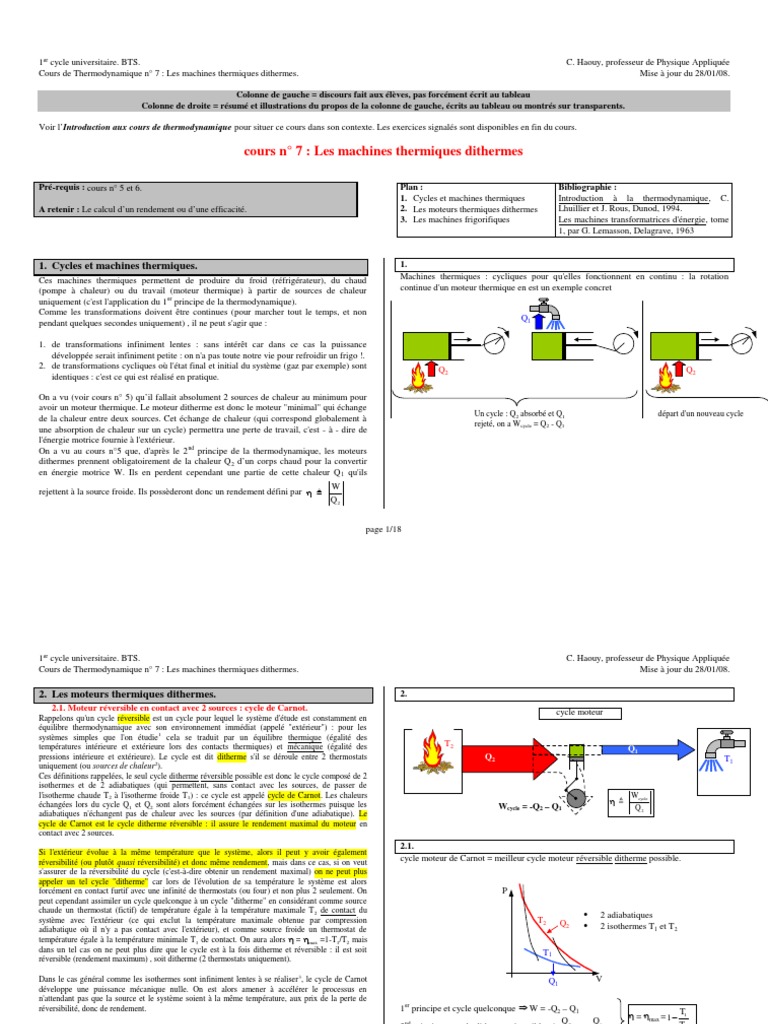 Cours 7 | PDF | Transfert thermique | Pompe à chaleur