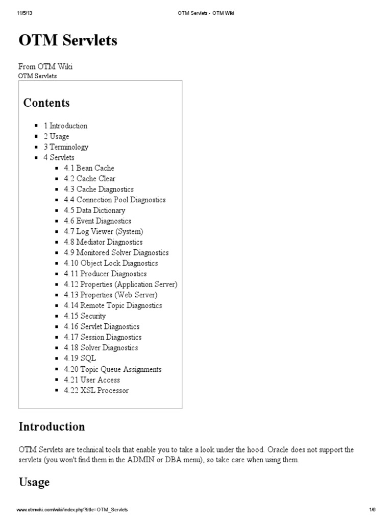 OTM Servlets - OTM Wiki | PDF | Java Servlet | Web Server