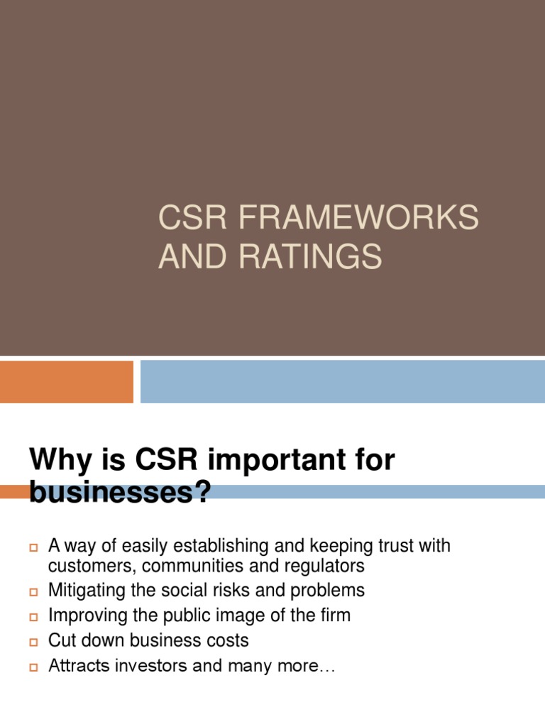 Csr Frameworks And Ratings Pdf Corporate Social Responsibility Risk Management