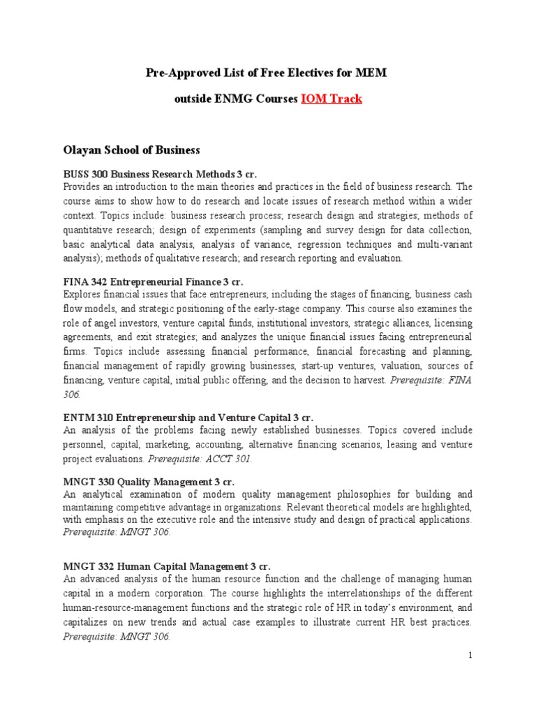 ENMG Relevant Courses Jan 30 2012 IOM | PDF | Strategic Management ...