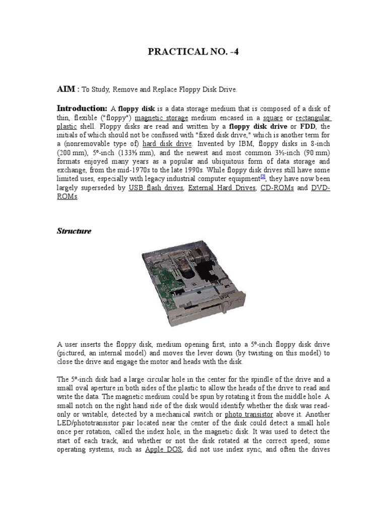 Practical No. - 4: Structure | PDF | Floppy Disk | Disk Storage