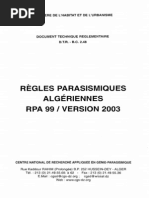 Regles Parasismiques Algeriennes Rpa99 Version 2003 PDF | PDF | Béton armé | Génie parasismique