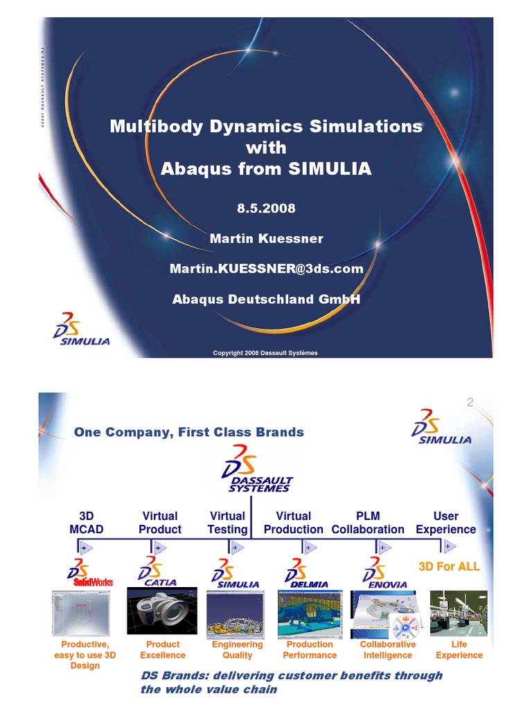 Multibody Dynamics Simulations With Abaqus From Simulia Pdf Simulation Finite Element Method