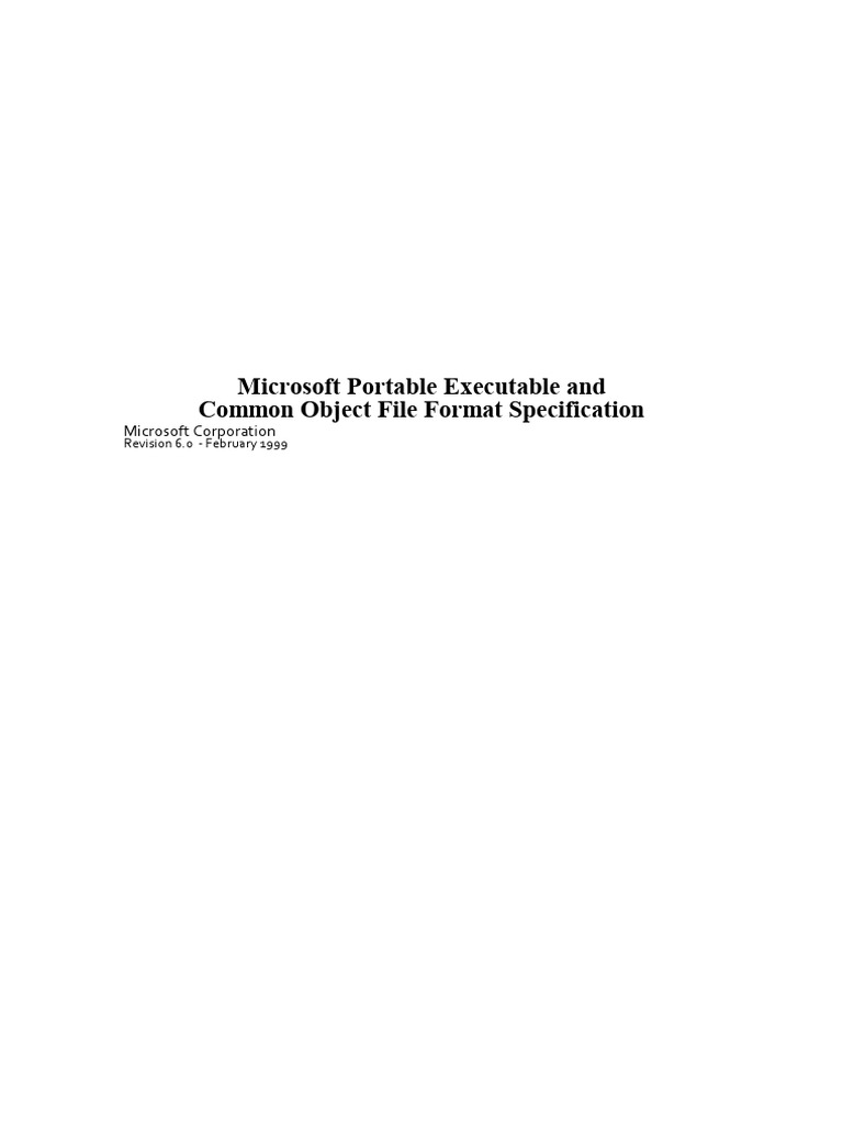 Portable Executable And Common Object File Format Specification Download Free Pdf File