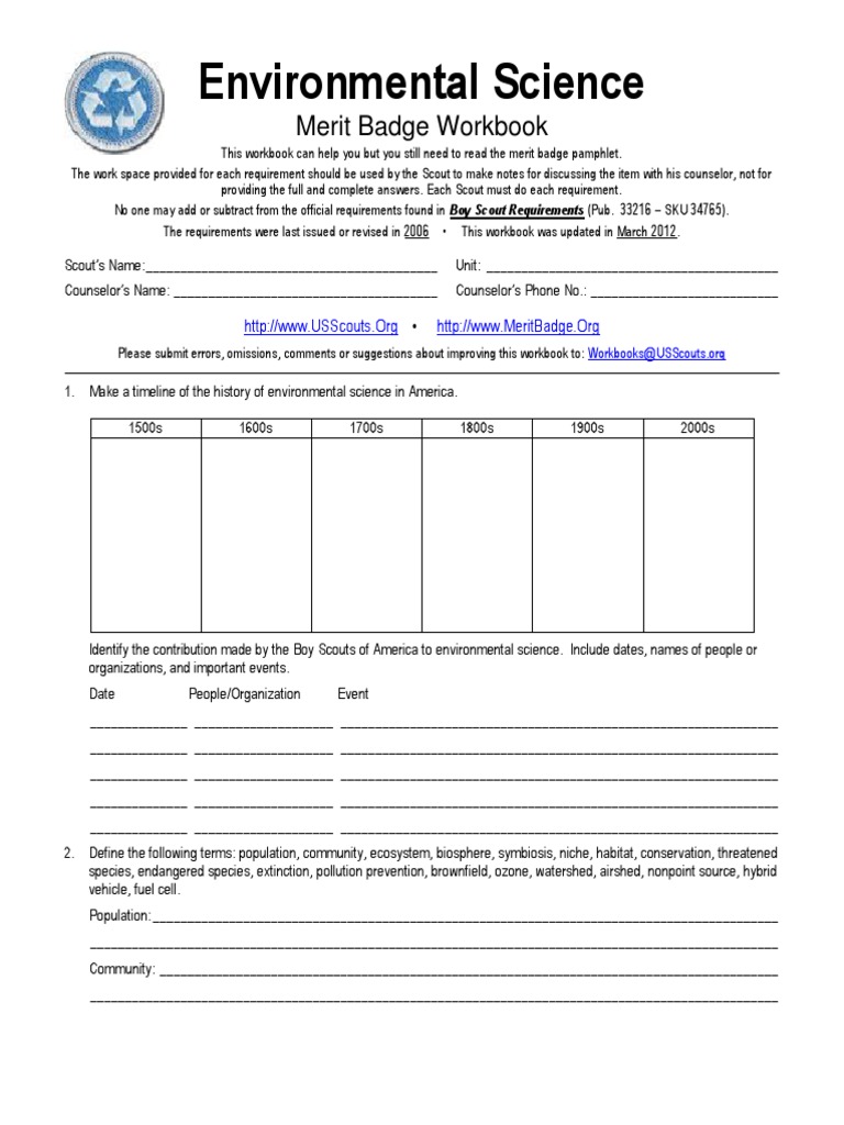 Environmental Science BSA | PDF | Boy Scouts Of America | Scouting