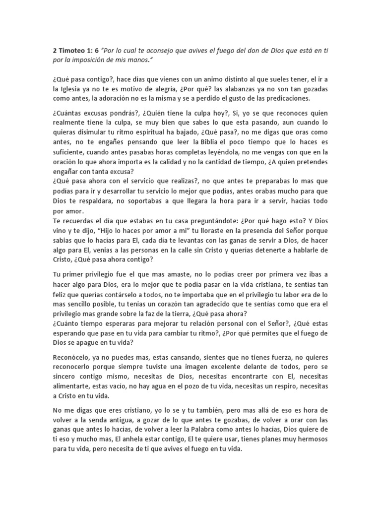2 Timoteo 1 6 | PDF | Cristo (título) | Oración