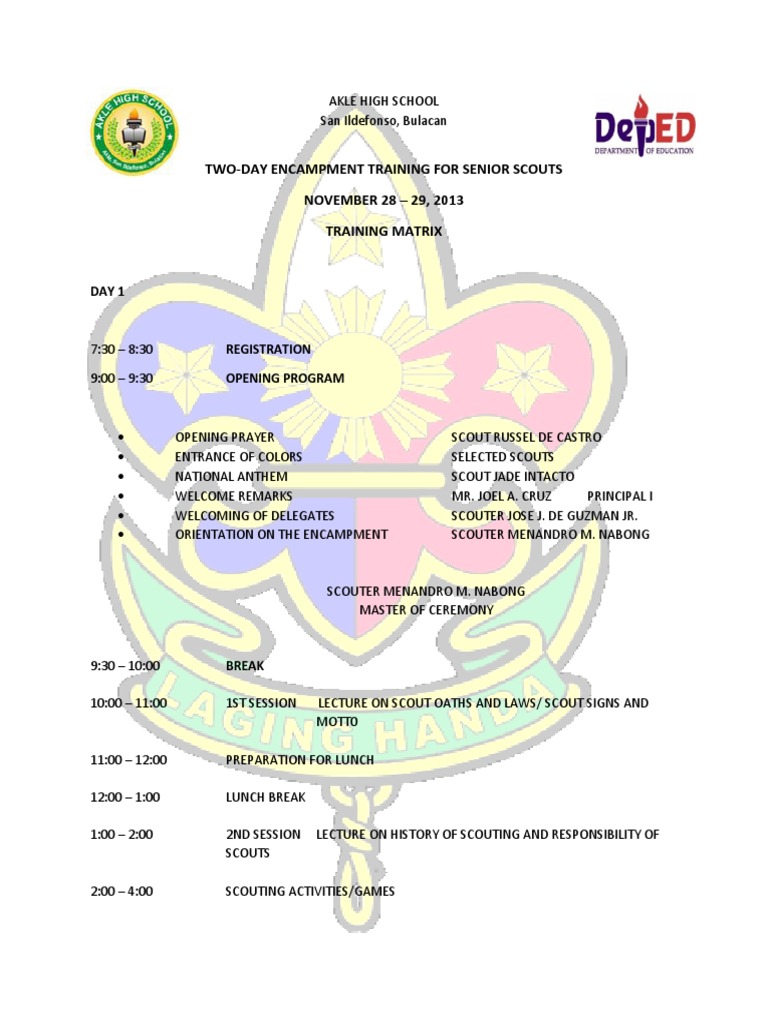 Training Matrix On Scouting | PDF | Social Science | Foreign Language ...