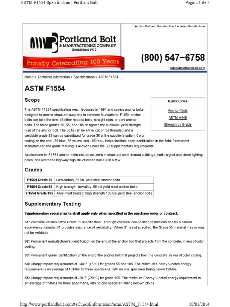 Astm f1554 Spec | Download Free PDF | Screw | Structural Steel