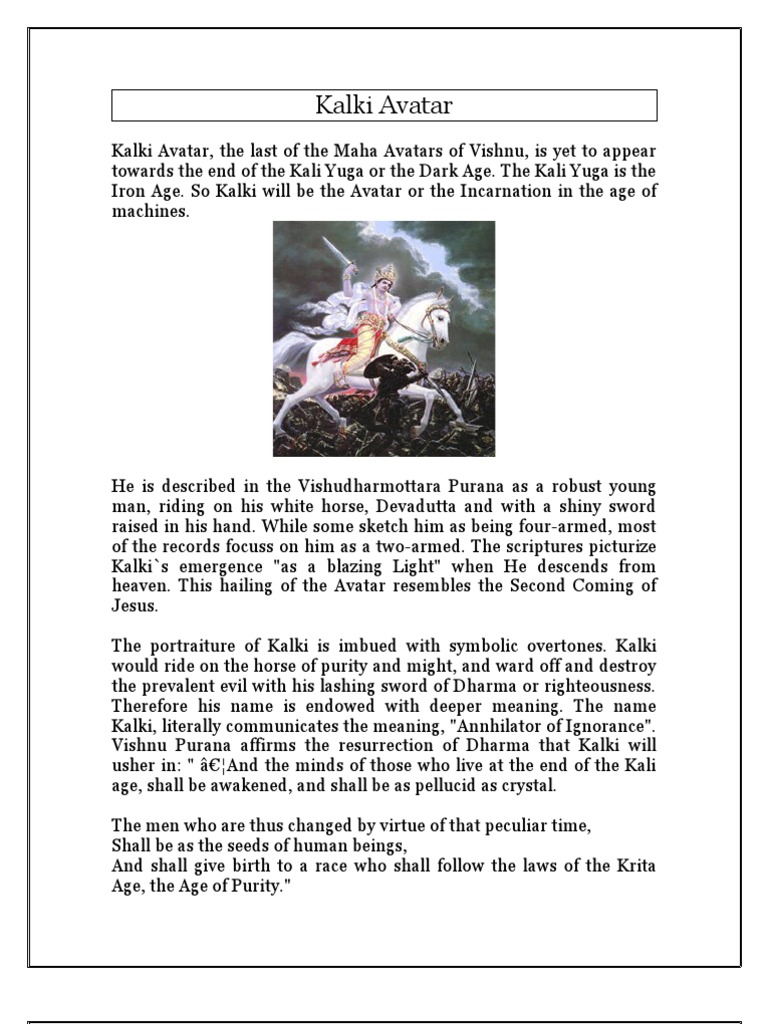 Kalki Avatar | PDF | Hindu Mythology | Hindu Theology