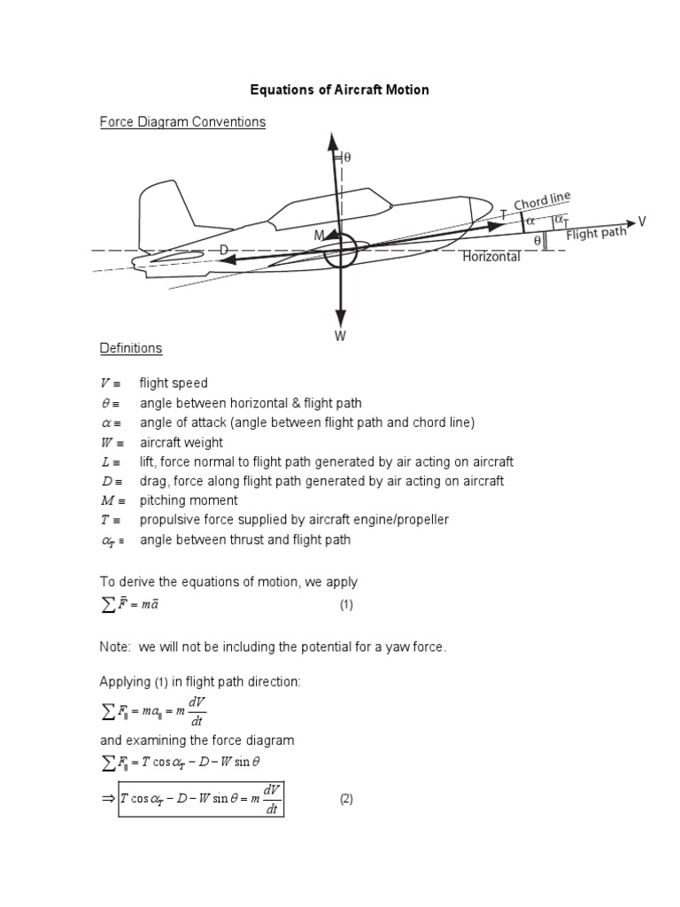 Equations of Aircraft Motion PDF | PDF | Drag (Physics) | Airfoil