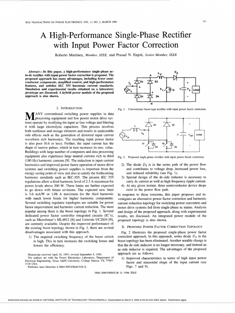 A High-Performance Single-Phase Rectifier | Rectifier | Power Electronics