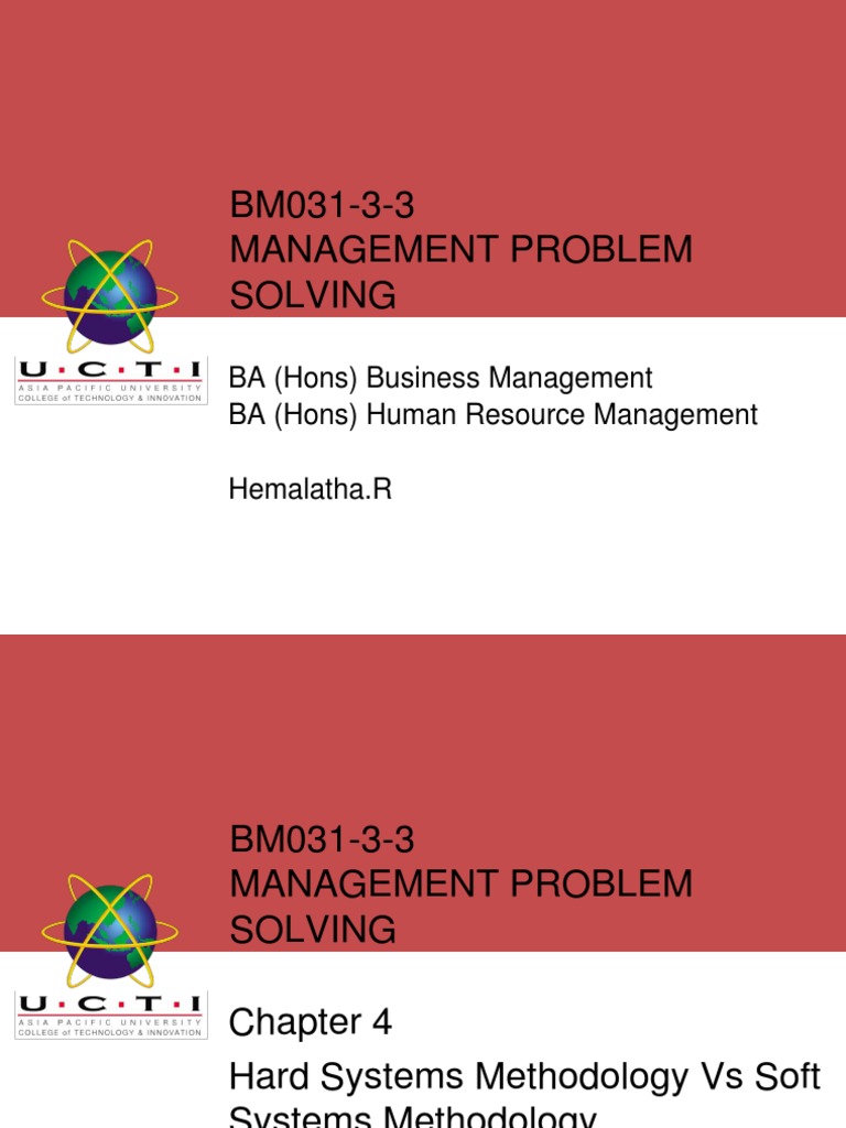 Chapter 4 - Hard Systems Methodology Vs Soft System Methodology | PDF ...