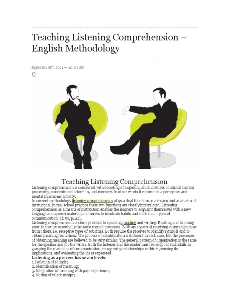 Teaching Listening Comprehension Pdf Reading Comprehension Speech