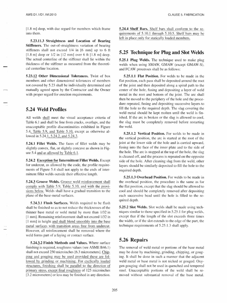 Weld Profiles - AWS D1.1 D1.1M-2010 | Grinding (Abrasive Cutting) | Welding