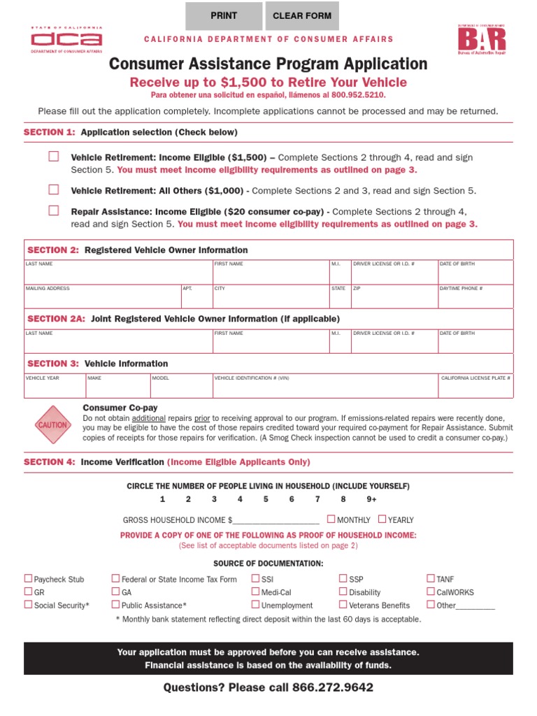 Consumer Assistance Program Application: Receive Up To $1,500 To Retire ...