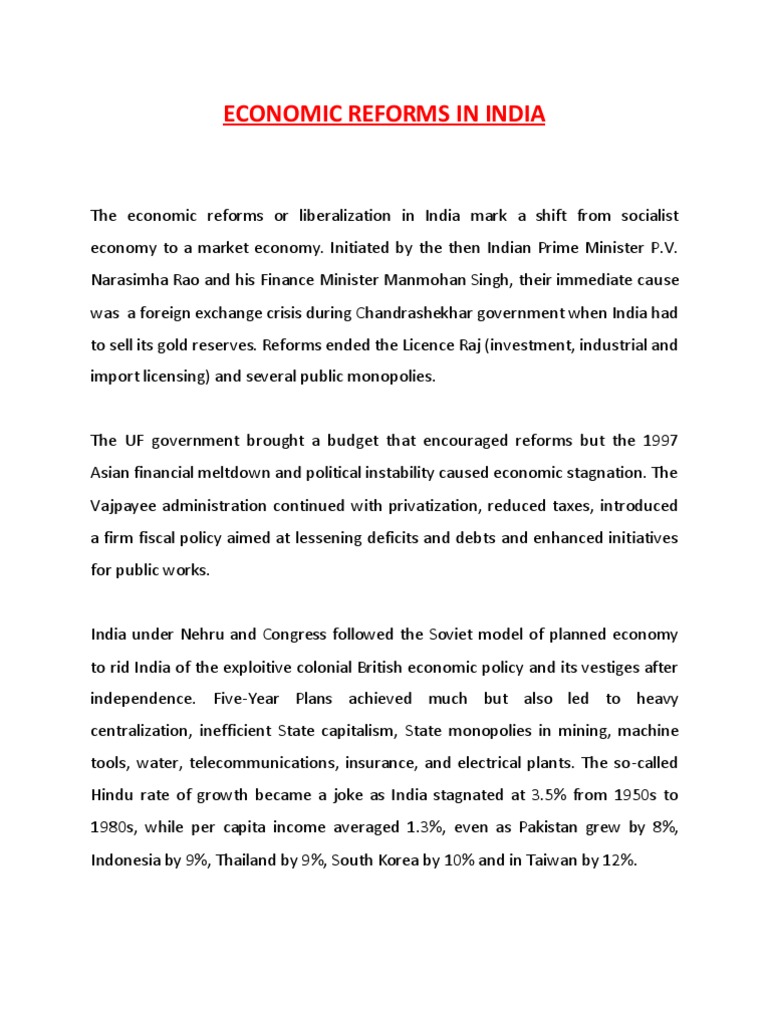 Economic Reforms in India | PDF | Chinese Economic Reform | Economies