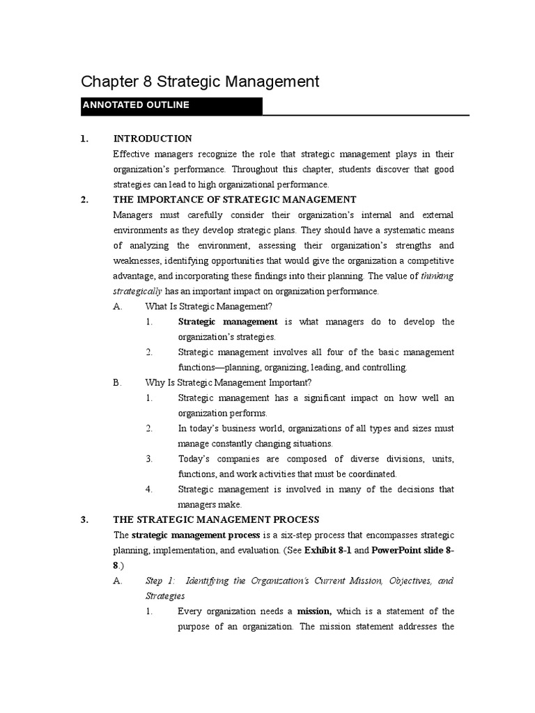 Chapter 8 Strategic Management | PDF | Strategic Management ...
