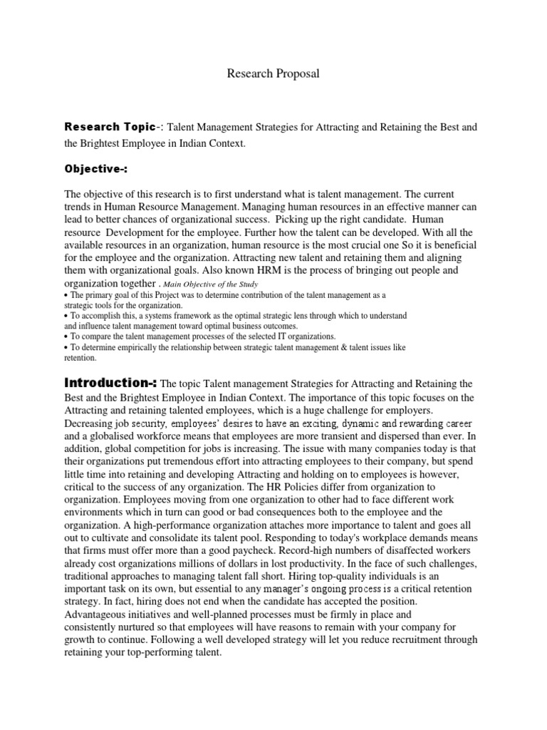 Research Proposal | Download Free PDF | Employee Retention | Talent ...