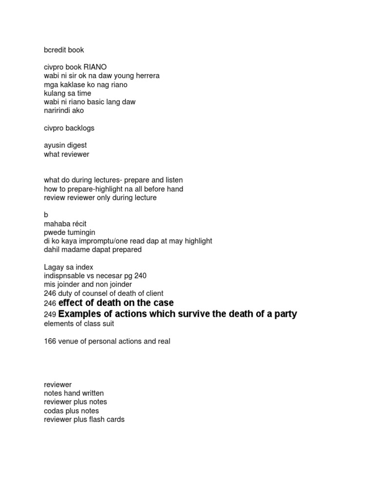 Effect of Death On The Case Examples of Actions Which Survive The Death ...