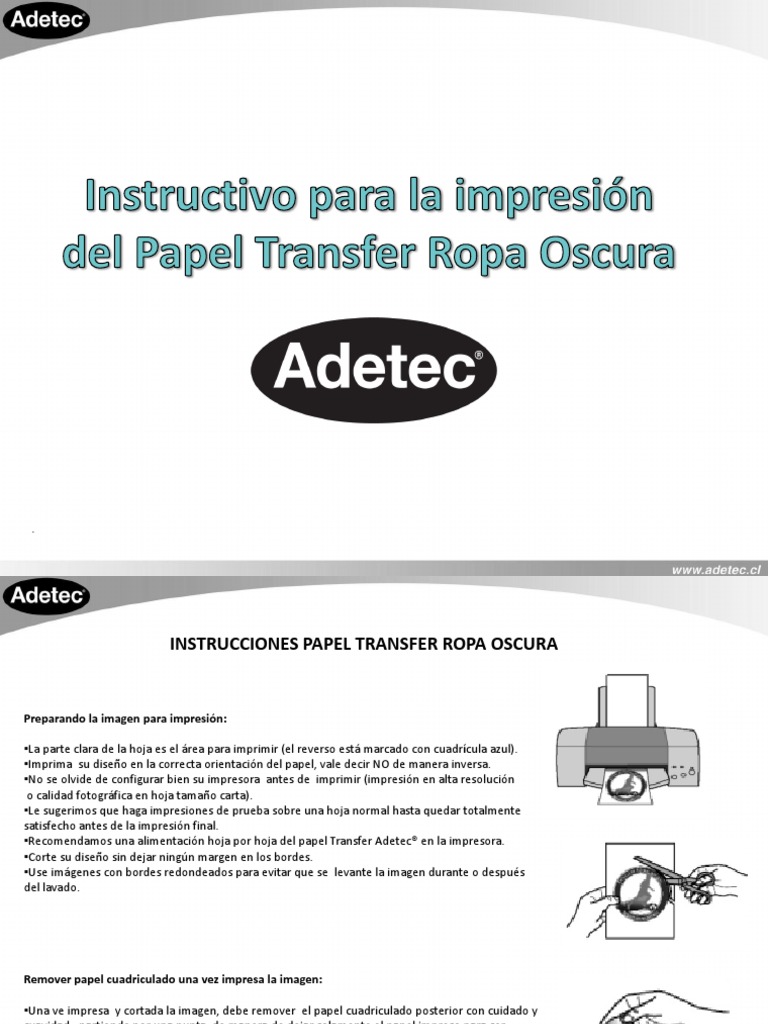 Guía Transfer Ropa Oscura Adetec | PDF
