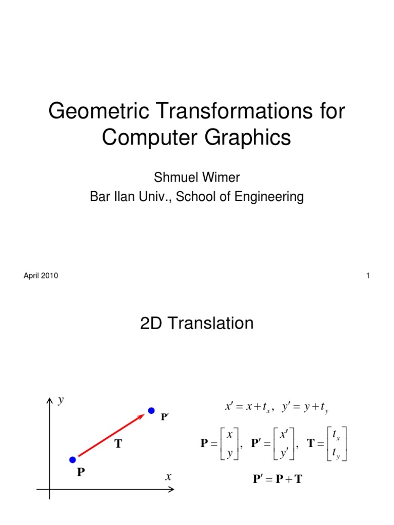 Geometric Transformations 1 | PDF | 2 D Computer Graphics | Cartesian ...