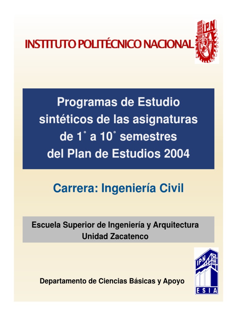 Plan de Estudios 2004 Ipn | Descargar gratis PDF | Prueba (evaluación) | Movimiento (física)