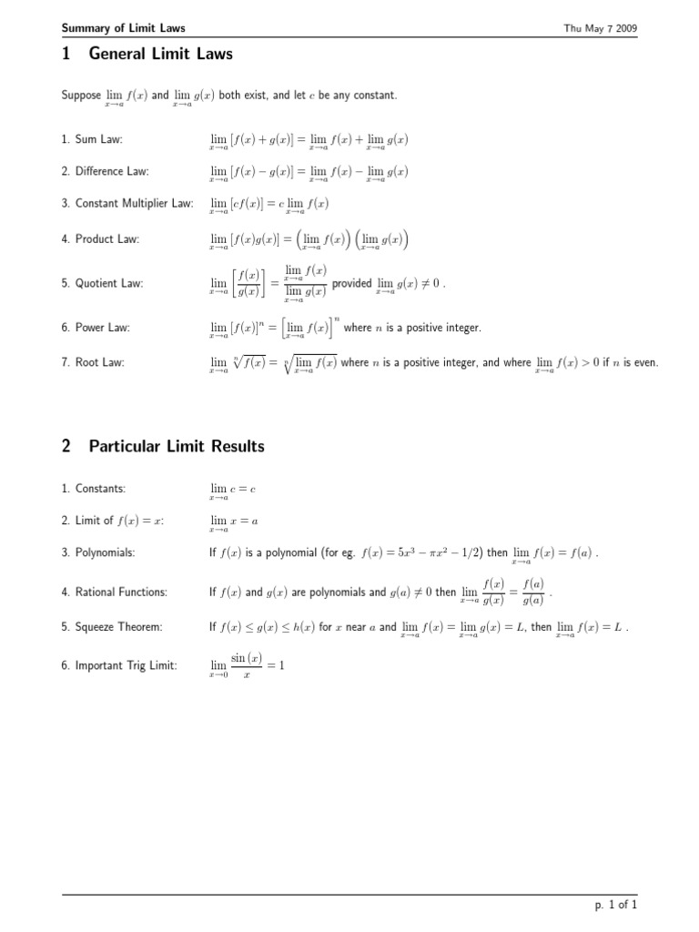 1 General Limit Laws: X A X A | PDF