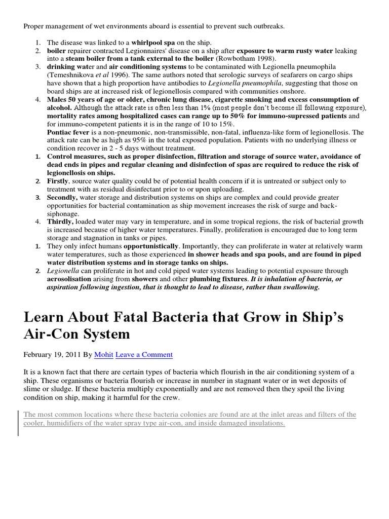 Proper Management of Wet Environments Aboard Is Essential To Prevent ...