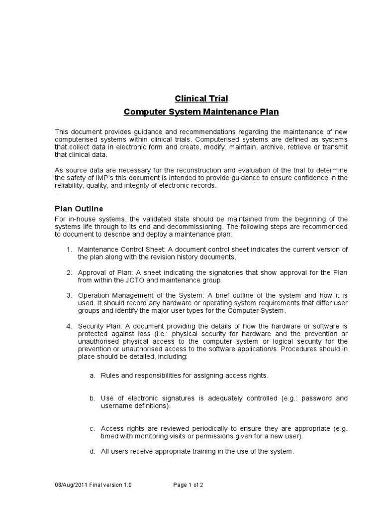 Computer System Maintainance Plan | PDF | Computer Security | Security