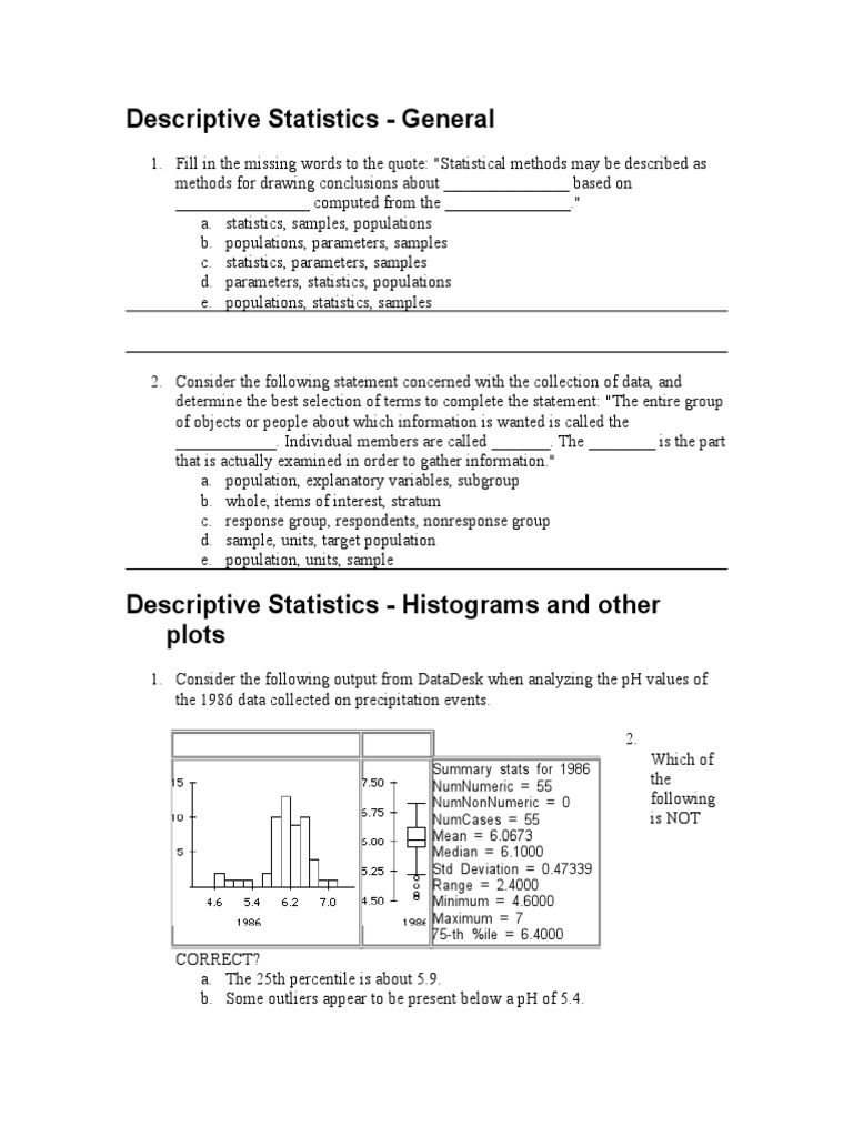 Descriptive Statistics | PDF | Histogram | Statistics