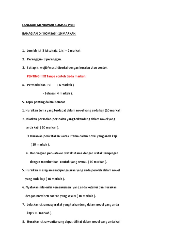 Langkah Menjawab Komsas PMR | PDF | Seni & Disiplin Bahasa | Puisi