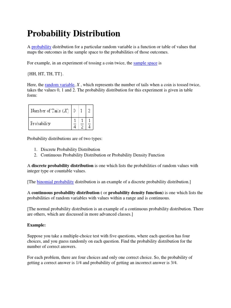 Probability Distributions and Random Variables | PDF | Probability Distribution | Probability Theory
