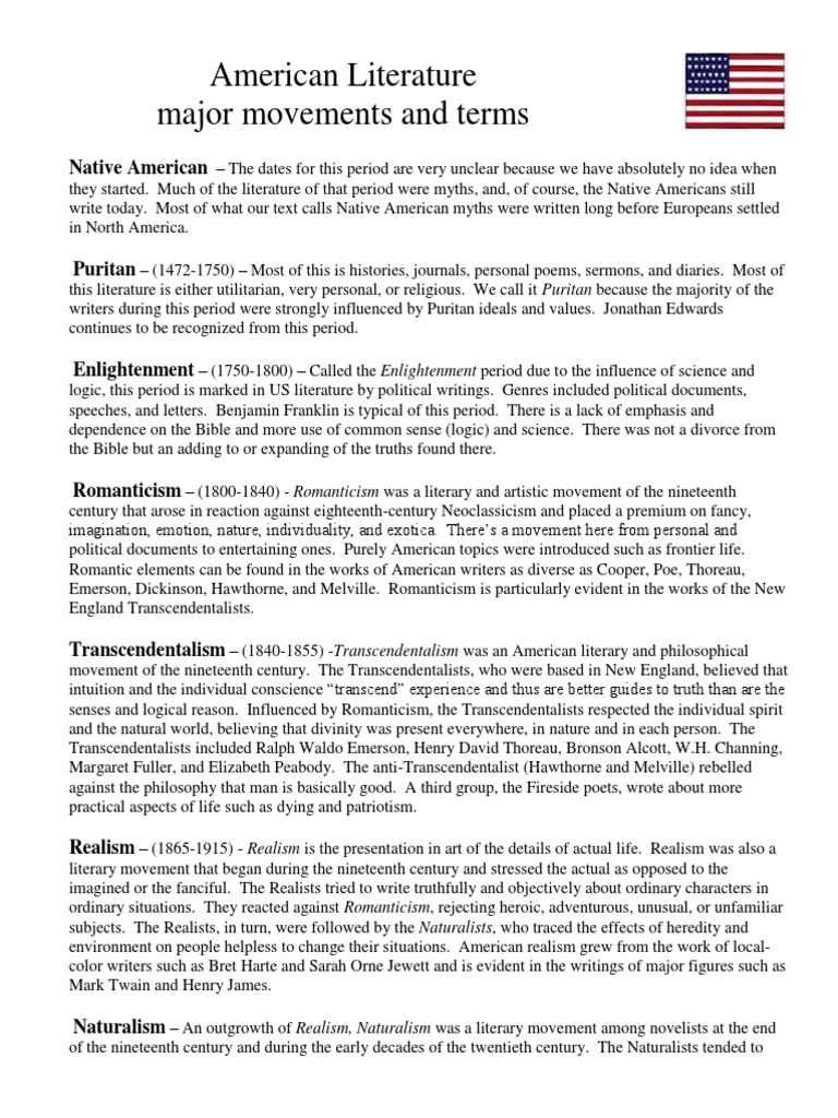 American Literary Movements | PDF | Transcendentalism | Romanticism