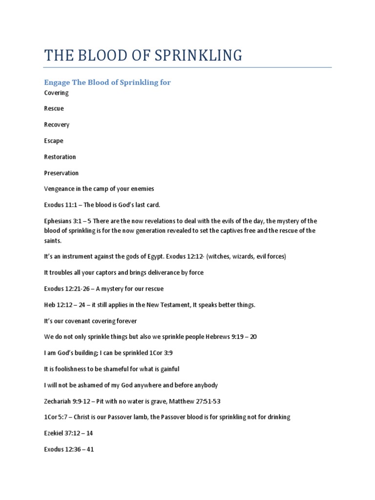 The Blood of Sprinkling | PDF | Book Of Leviticus | Book Of Exodus