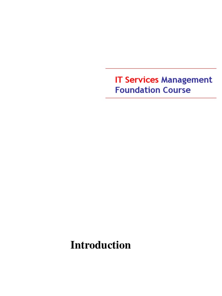IT Services: Management Foundation Course | PDF | Itil | Service Level ...