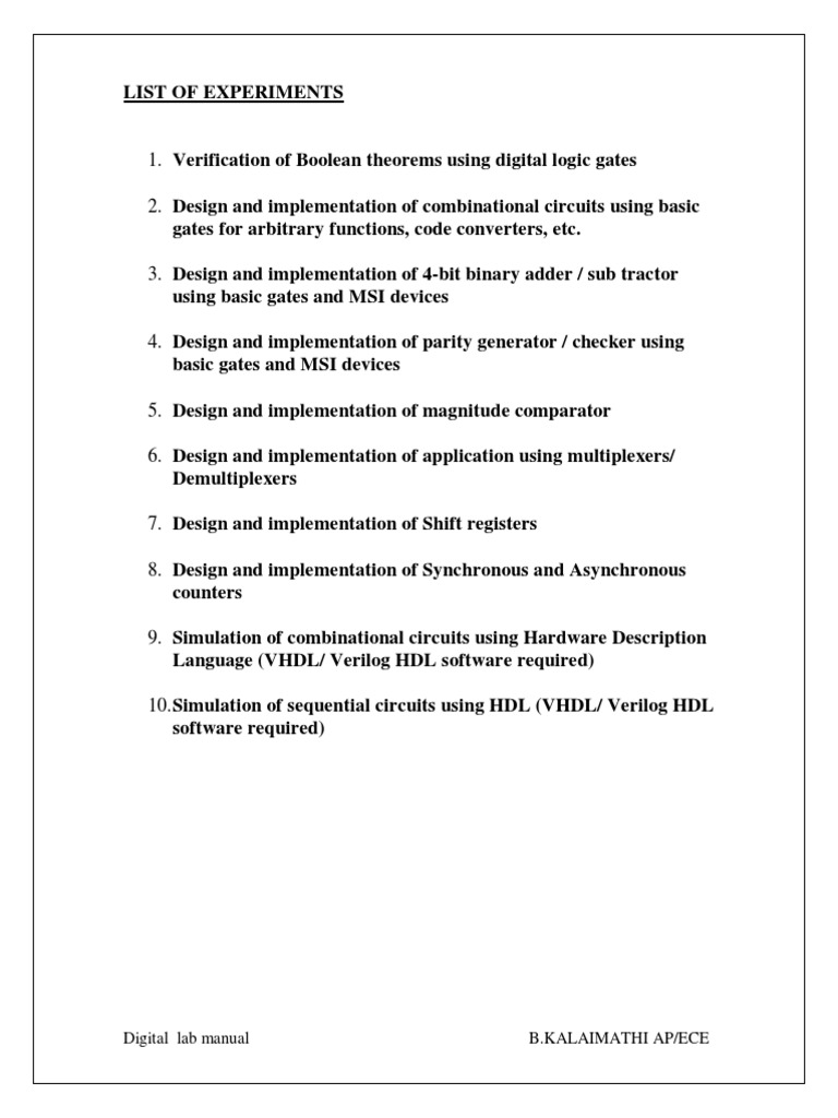 Digital Lab Manual | PDF | Hardware Description Language | Boolean Algebra