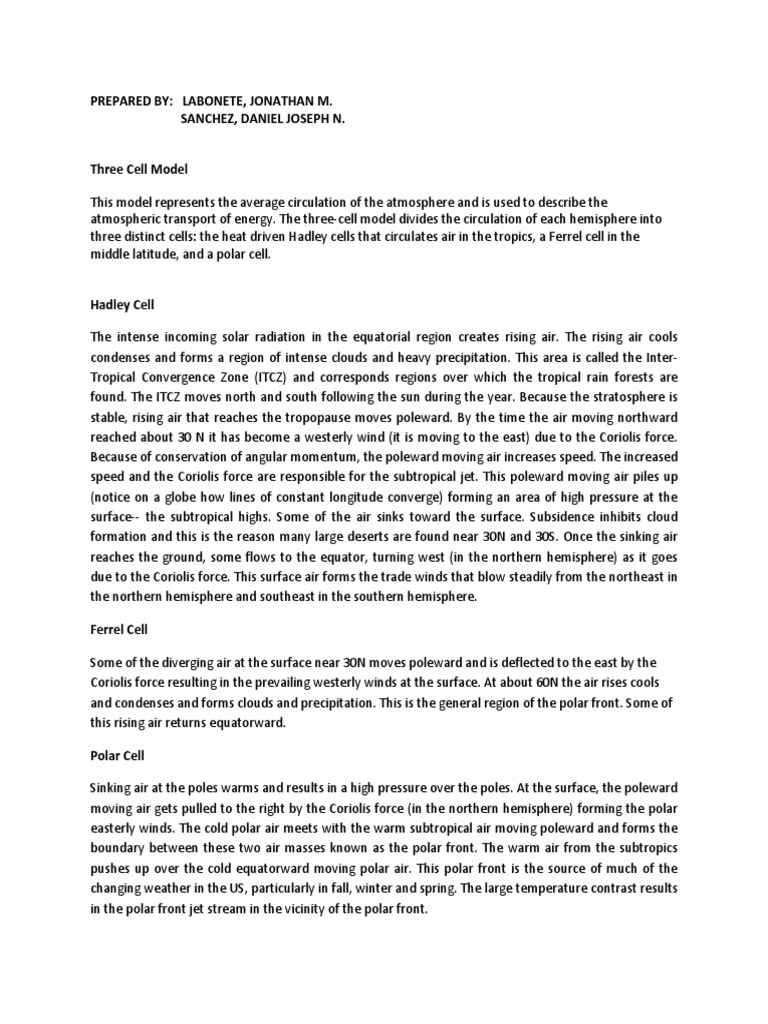 Three Cell Model | PDF | Atmospheric Circulation | Jet Stream