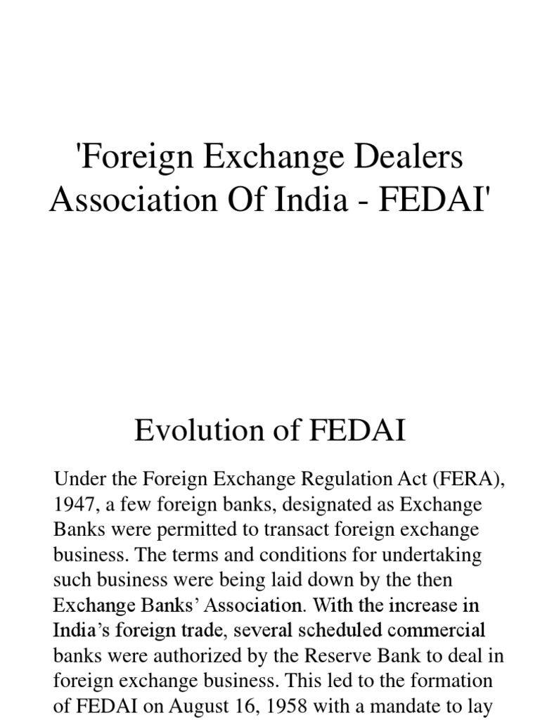 Foreign Exchange Dealers Association of India - FEDAI | PDF | Foreign ...